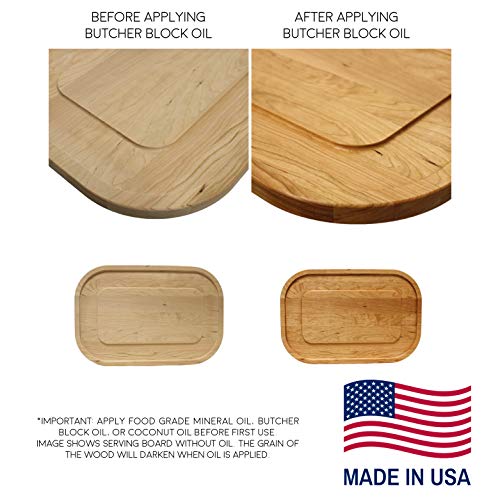 Walnut Hollow Solid Cherry Serving & Charcuterie Board for Entertaining, Weddings, and Gifts (42385)