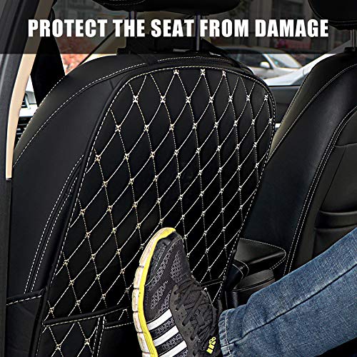 Aiydachy Kick Mats Back Seat Protector 2 Pack Car Back Seat Cover Premium Fabric Odor Free Protect Your Leather Seat with 2 Storage Pocket
