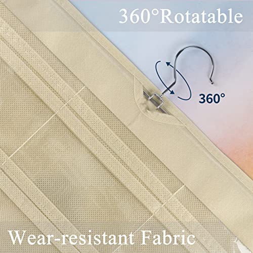 WIFTREY 2 Pack Hanging Jewelry Organizer with 80 Pockets,Double Sided Closet Earring Storage for Necklace Bracelet with Hanger,Beige