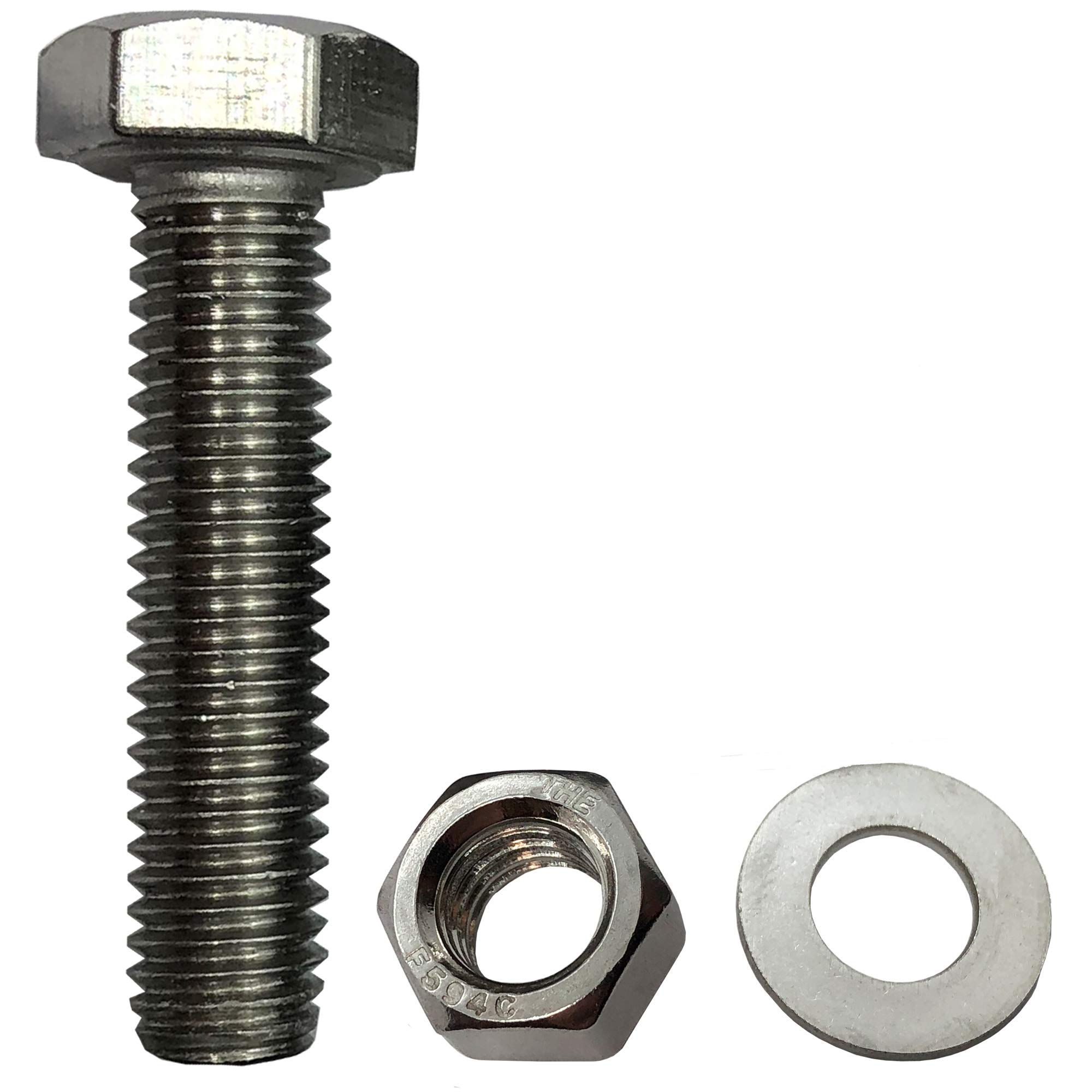 3/8" -16 x 1.5. 304-STAINLESS Steel Bolts, Nuts & WASHERS - 18-8 HEX Head Bolt - 304 Grade. General Purpose (10) Bolts + (10) Nuts + (10) Washers