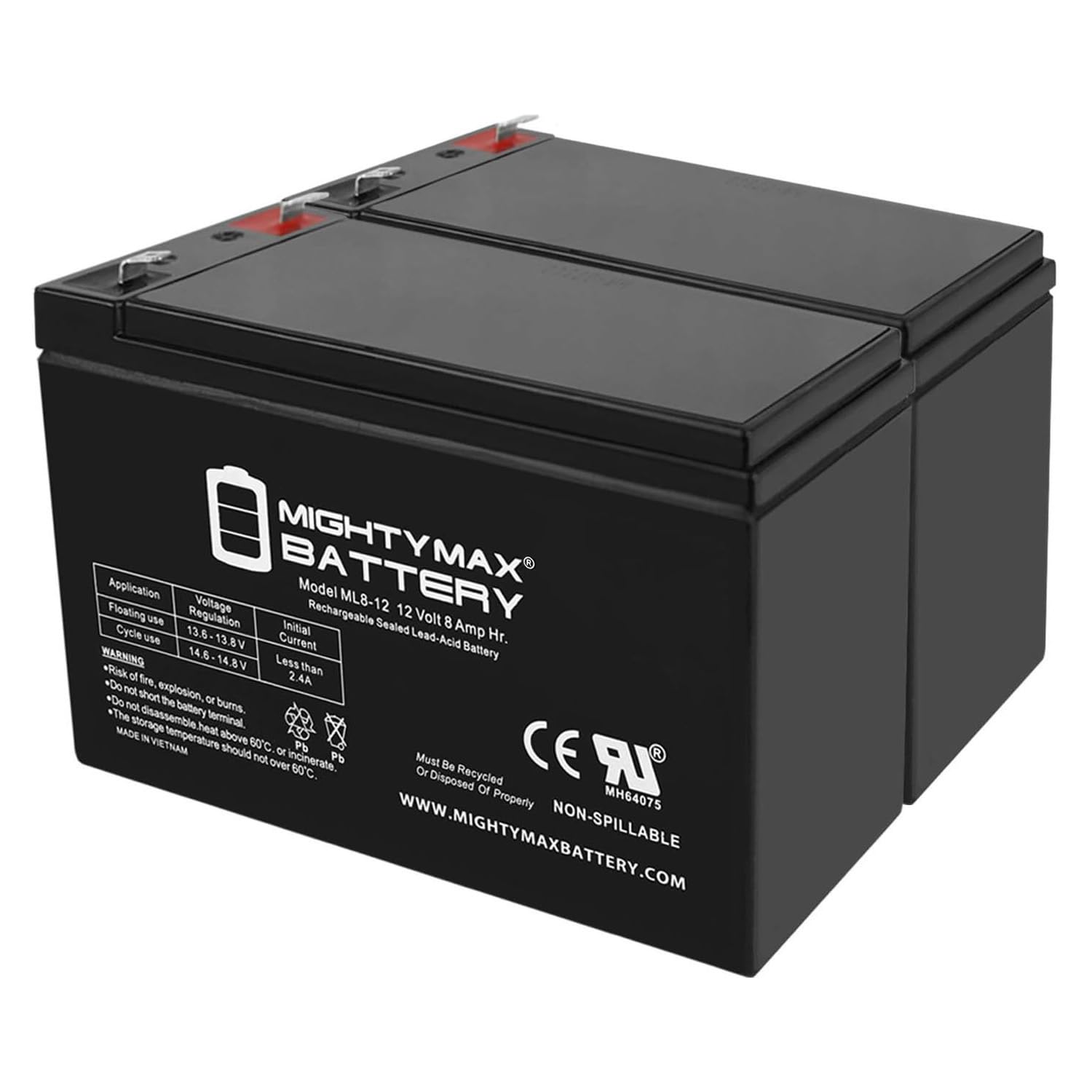 12V 8Ah Battery Replacement for Acorn Stairlift - 2 Pack