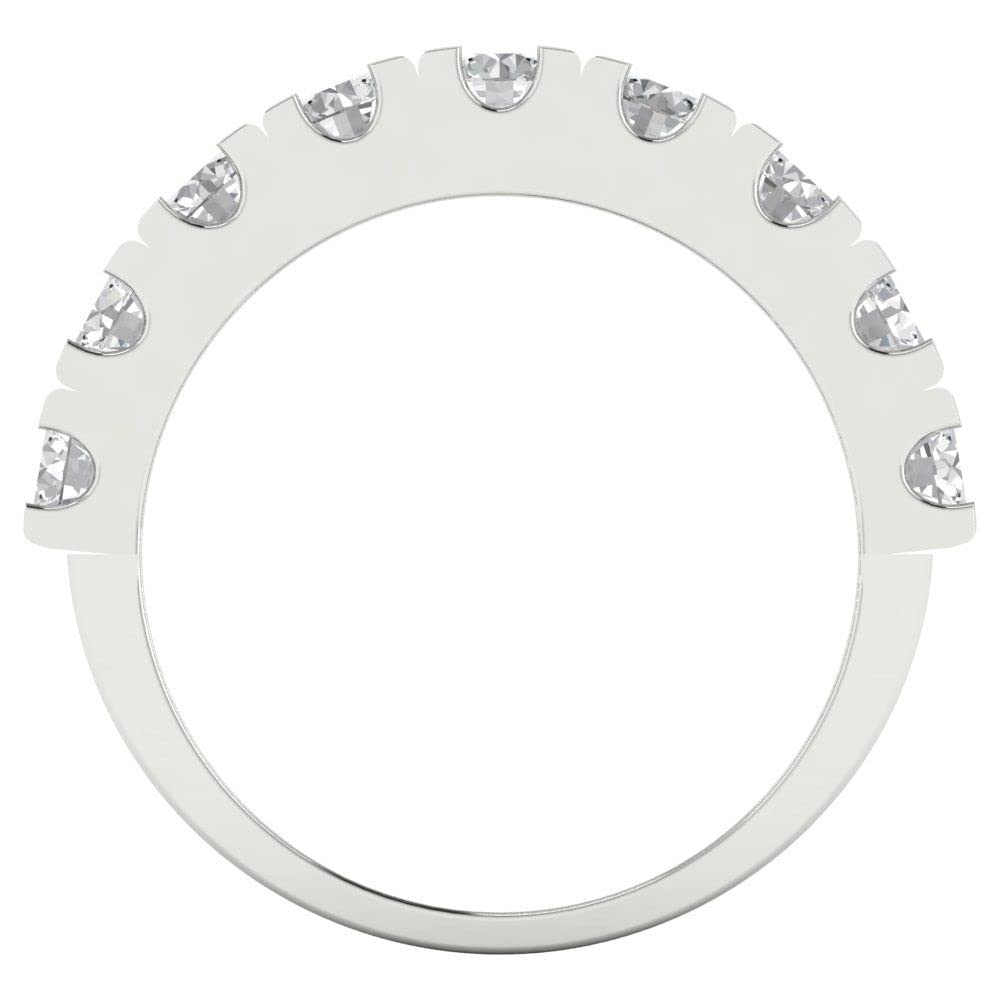 1.53 ct Round Cut Clear Simulated Diamond 14k White Gold Stackable Wedding Engagement Promise anniversary Band Sz 3.5