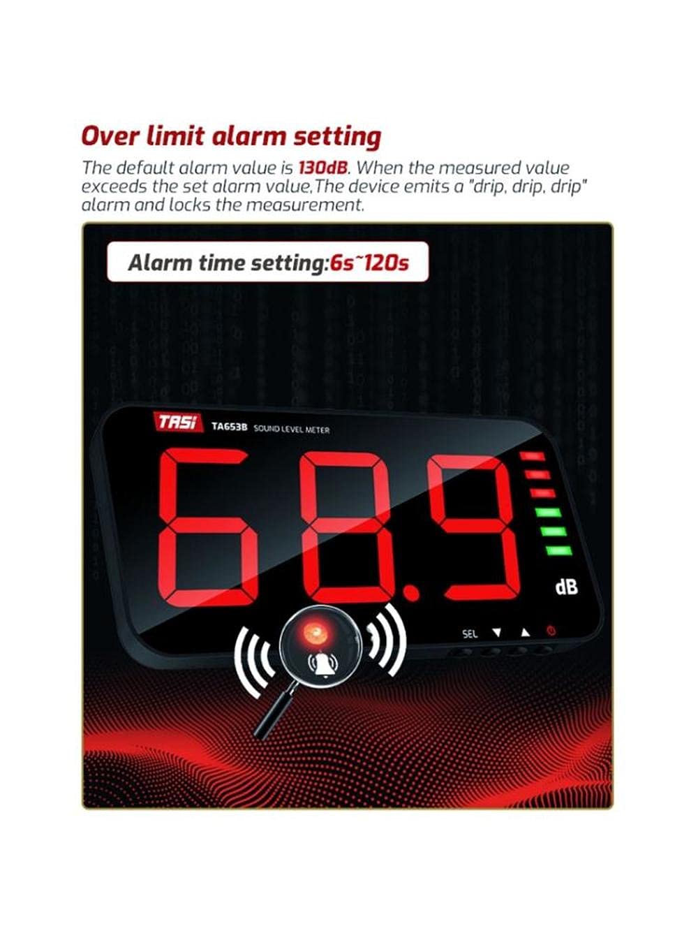 Abnana32x17cm Large Screen Sound Level Meter USB Datatransmission Noise Monitor TA653B