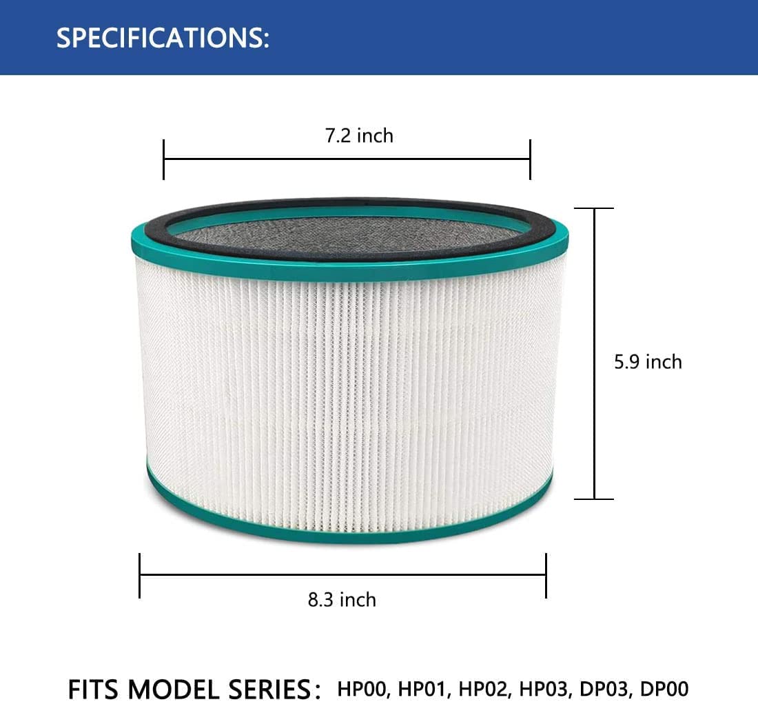 2pcs-Air Purifier Filter Replacement Hepa Filter Compatible with Dyson HP03, HP00,DP03,DP01