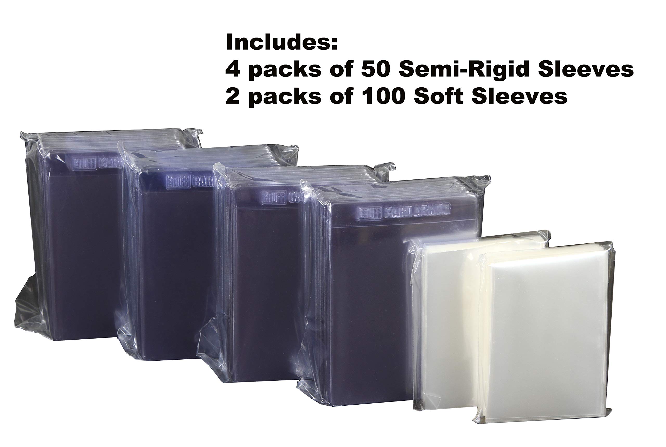 2TUFF Card Armor Size 1-200 Count Semi Rigid Card Sleeves and 200 Count Soft Sleeves with Foam Lined Heavy Duty PSA BGS CSG SGC Submission Box - Standard Size Perfect for Grading Card Submissions