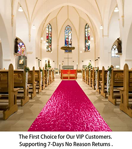 Aisle Runners for Weddings Hot Pink 2FTx15FT Sequin Aisle Runner Fuchsia Bridal Aisle Runner 15FT Carpet Runner Outdoor Aisle Runner for Wedding Ceremony