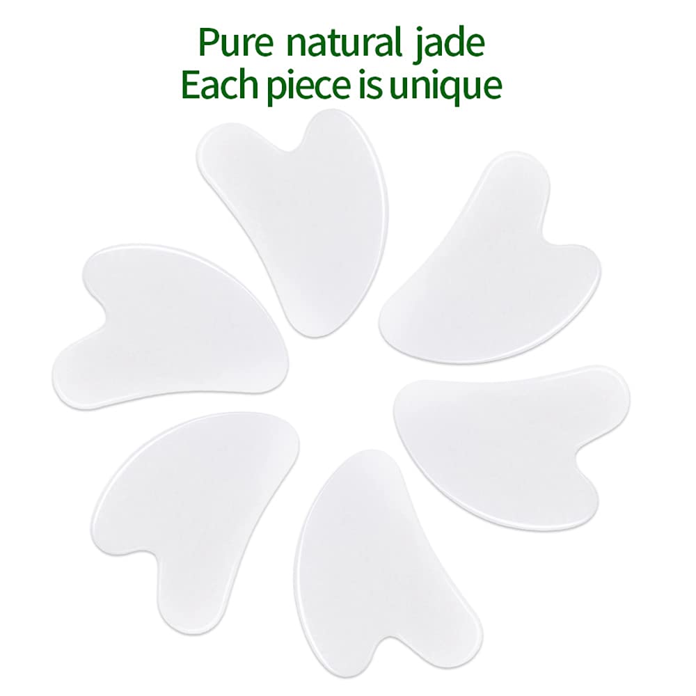 Biee Gua sha tool for face,natural jade gua sha stones,gua sha massage tool,Suitable for the face, neck, shoulders, arms, legs (WHITE)
