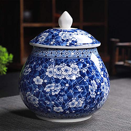 HUANG Ancient Chinese Style Creative Blue and White Ceramic Jar with Lid