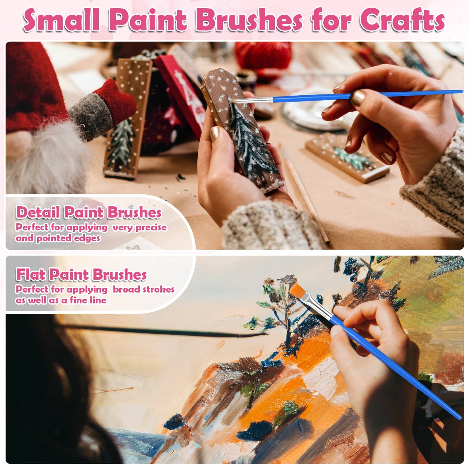 126 Pcs Small Paint Brushes Bulk, Kids Paint Brushes with Flat and Round Pointed Paint Brushes Set, Craft Brushes for Classroom Acrylic Oil Watercolor Canvas Face Painting