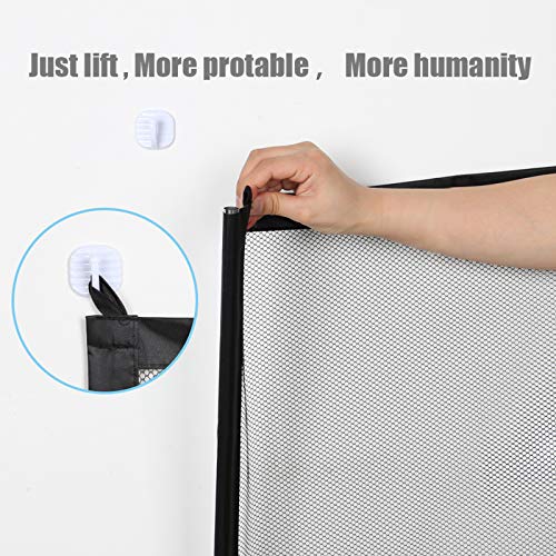 70.9"x28.3" Pet Gate,Baby Gate,Magic Gate Portable Folding mesh gate Safe Guard Isolated ,Indoor and Outdoor Safety Gate Install Anywhere (Black)