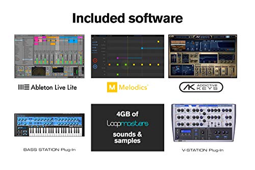 Novation Launchkey 25 MK3 USB MIDI Keyboard 25 Keys Controller with Software Pack of Ableton Live Lite and 4 GB of Loopmasters Sounds & Samples w/Mackie CR3-X Pair Studio Monitors & Instrument Cables