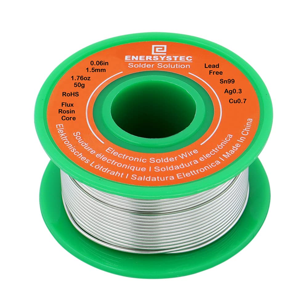 1.5mm Electronic Solder Wire Lead Free Rosin Flux Core Diameter 0.06in Large Size Solder Wire Gauge 1.76oz 50g Sn99 Ag0.3 Cu0.7 Flow Electric Soldering Unleaded PB Free