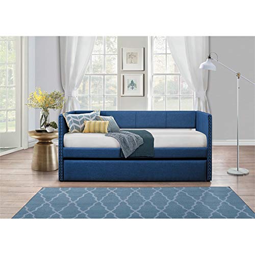 Lexicon Therese Upholstered Nailhead Trim Twin Daybed with Trundle in Blue
