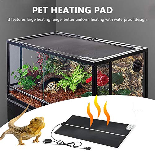 2 Pack 14 W Reptile Heating Pad Under Tank Heater Tank Warmer with Temperature Control, Power Adjustment Terrarium Heater Heat Mat for Reptiles Turtle Tortoise Snakes Lizard