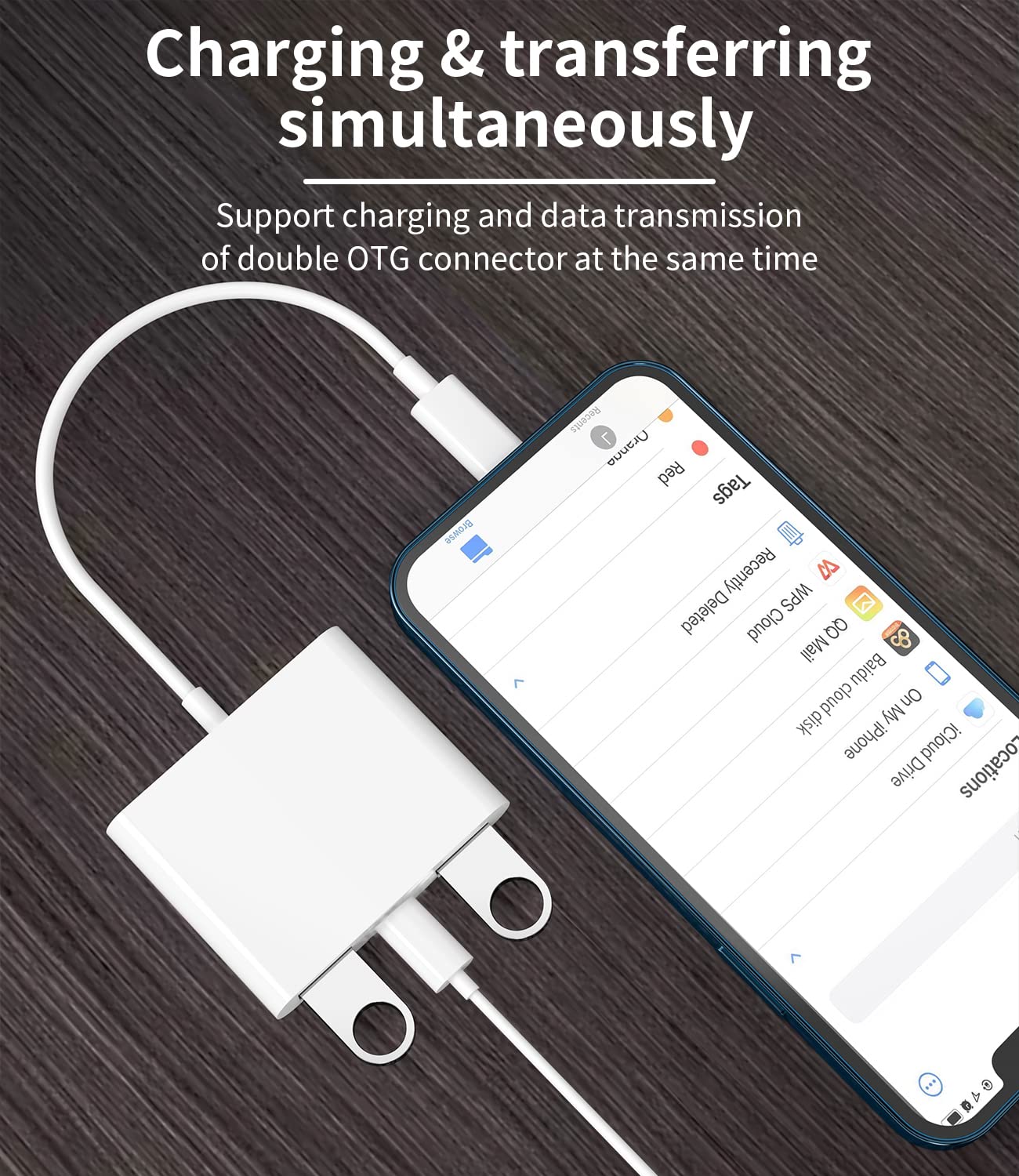 Apple Certified Lightning Male to USB Female Adapter OTG and Charger Cable for iPhone 11 12 Mini max pro xs xr x se 7 8plus Ipad air A Camera Memory Stick Flash Drive Cord Converter Charging Splitter