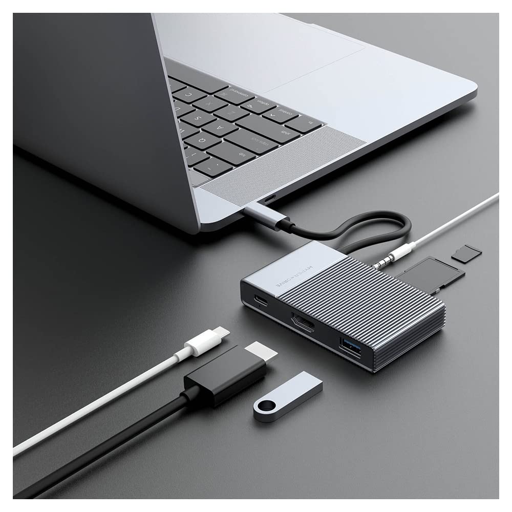 HyperDrive GEN2 6-in-1 USB-C Hub - 2X Speed, 2X Power - HDMI 4K60Hz, USB-A 10Gbps, MicroSD/SD UHS-II 312MB/s, USB-C Power Delivery 100W, and 3.5mm Audio Jack