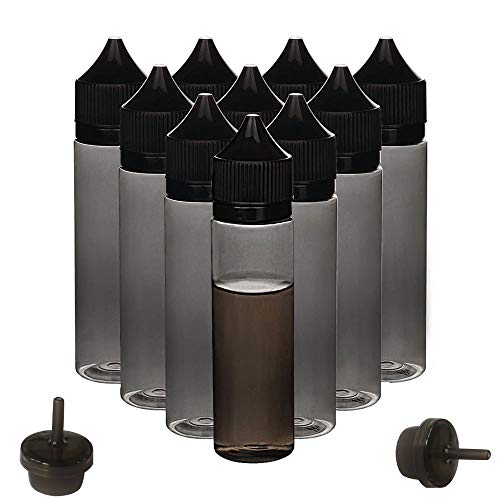 11pcs empty bottle ,10pcs 60ml PET dropper bottle,1pcs 120ml needle bottle with 10pcs Gift Sticker Labels (black-trans + black cap)