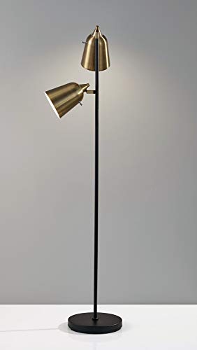 ADESSO 3237-01 Floor-Lamps, Matte Black/Antique Brass