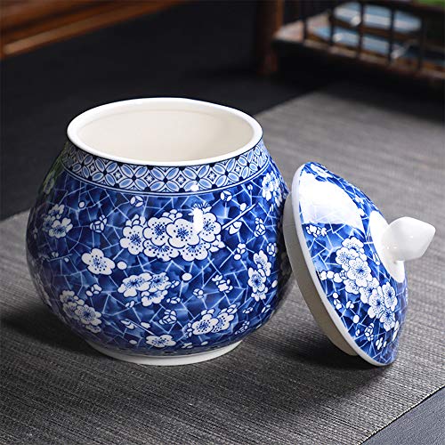 HUANG Ancient Chinese Style Creative Blue and White Ceramic Jar with Lid