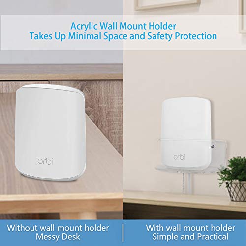 Acrylic Wall Mount Holder for NETGEAR Orbi Larger Whole Home Dual Band Mesh WiFi 6 System (RBK351)(RBK352)(RBK353)(AX1800) - Bracket Hanger Stand Holder for Orbi Larger WiFi 6 by TIUIHU (2-Pack)