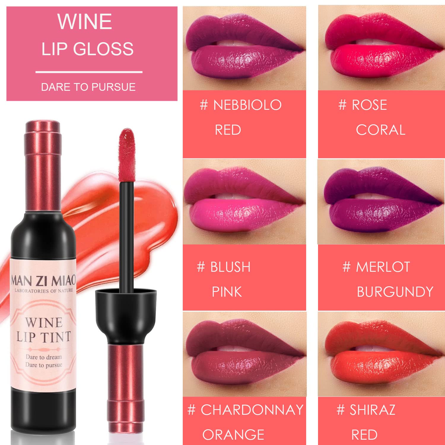 6 Colors/Set Wine Lipstick, Long Lasting Waterproof Lip Tint Set, Matte Lip Gloss Lipsticks Lip Stain