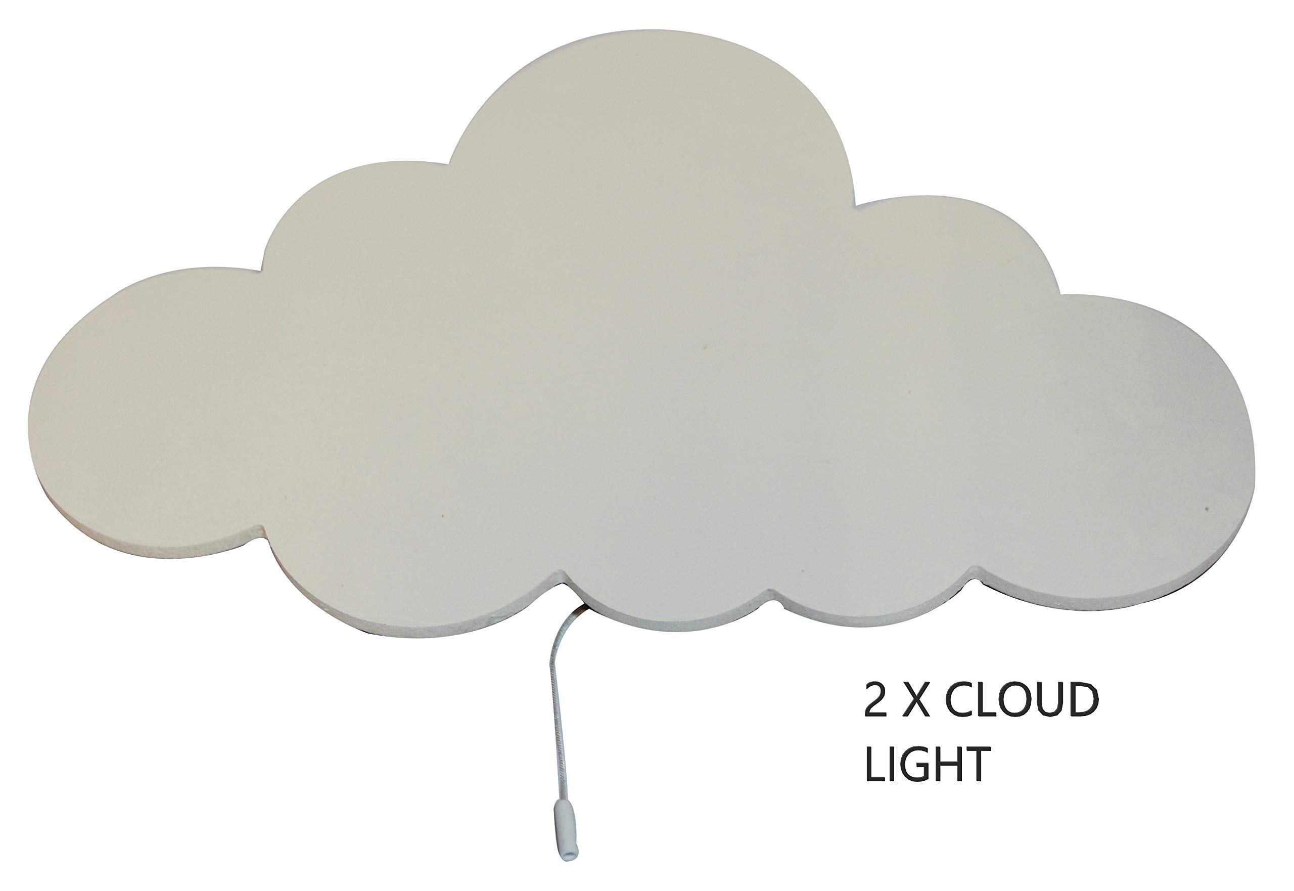 2X Cloud+1 Moon Wall Light, + Silver Star Stickers, Nursery Room Decor Wall Light Set of 3 Wooden Wall Light with LED, 100pcs Silver Star Wall Decals Gift!