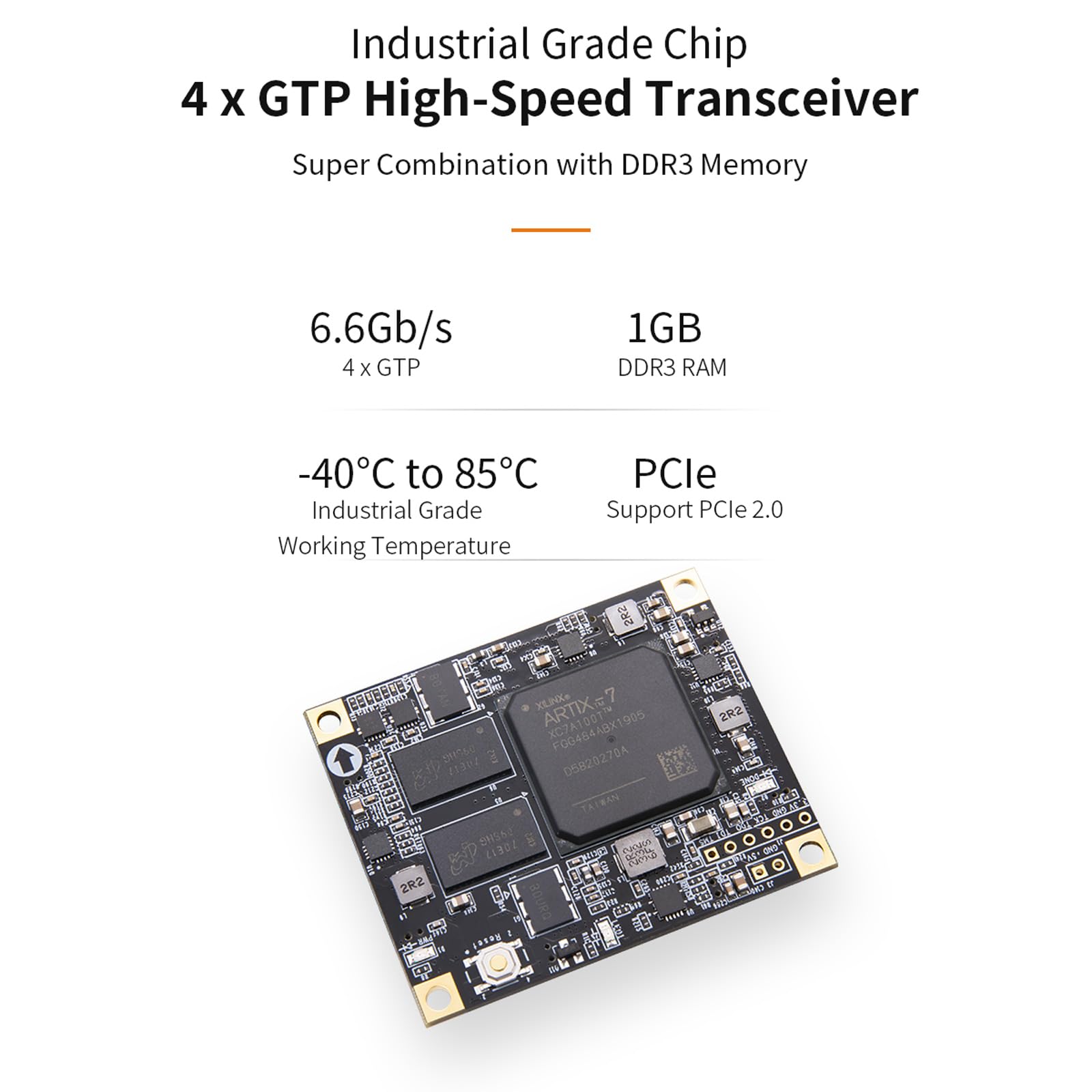 ALINX AC7100B AC7200 FPGA SoM with AMD Artix 7 XC7A100T XC7A200T 1GB DDR3 SDRAM 16 MB QSPI FPGA Core Board System on Module EMC ROHS Testing CE Certification Industrial Grade