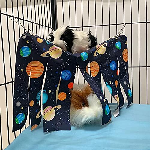 FULUE Guinea Pig Hideout, Corner Fleece Forest Hideaway for Guinea Pigs, Ferrets, Chinchillas, Rats, Bunny & Other Small Animals Without Metal Fences(Black)