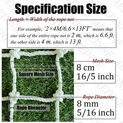 AEINNE Safety Netting for Fall Prevention, Safety Netting for Stairs Kids Balcony Safety Net Patio Child Rope Netting Bannister Fence Railings Children Protective Protection Nylon Cargo Nets, White