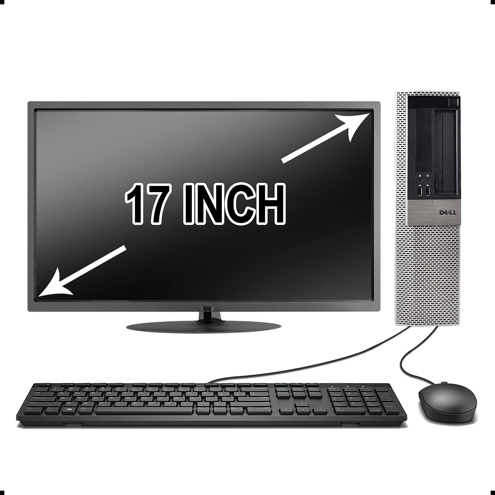 Dell Optiplex 980 Desktop PC Package, Intel Core i5 3.2 GHz, 4 GB-RAM, 250 GB HDD, Keyboard/Mouse, 17in LCD Monitor (Brands Vary), DVD, Windows 10 (Renewed)