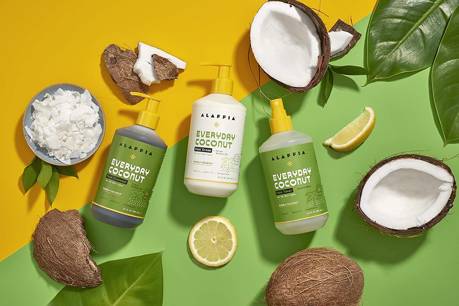 Alaffia EveryDay Coconut Shampoo and Conditioner - For Normal to Dry Hair, Cleanses, Hydrates and Moisturizes with Shea Butter & Ginger, Coconut Lime, 32 Fl Oz Each