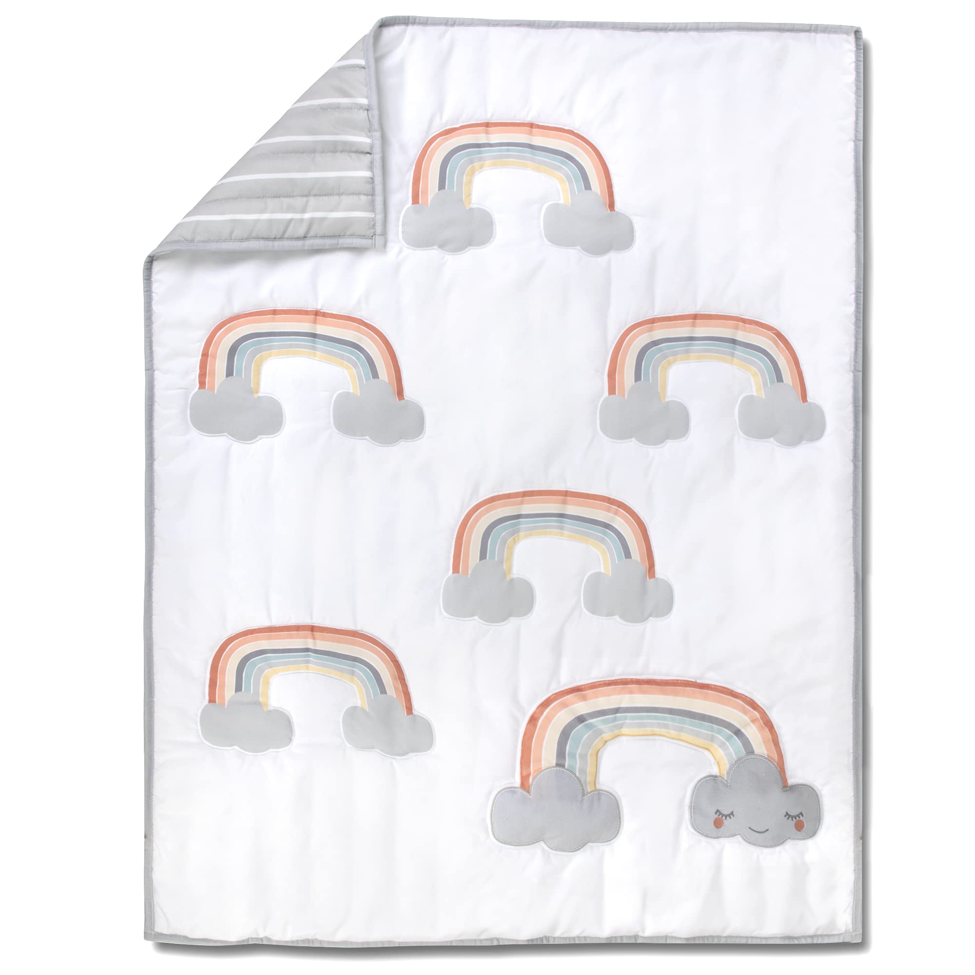 Nursery Bedding 4 Piece Nursery Crib Set, Cloud Dreams Cloud Theme Nursery Bedding Baby Nursery Bedding Set Gender Neutral