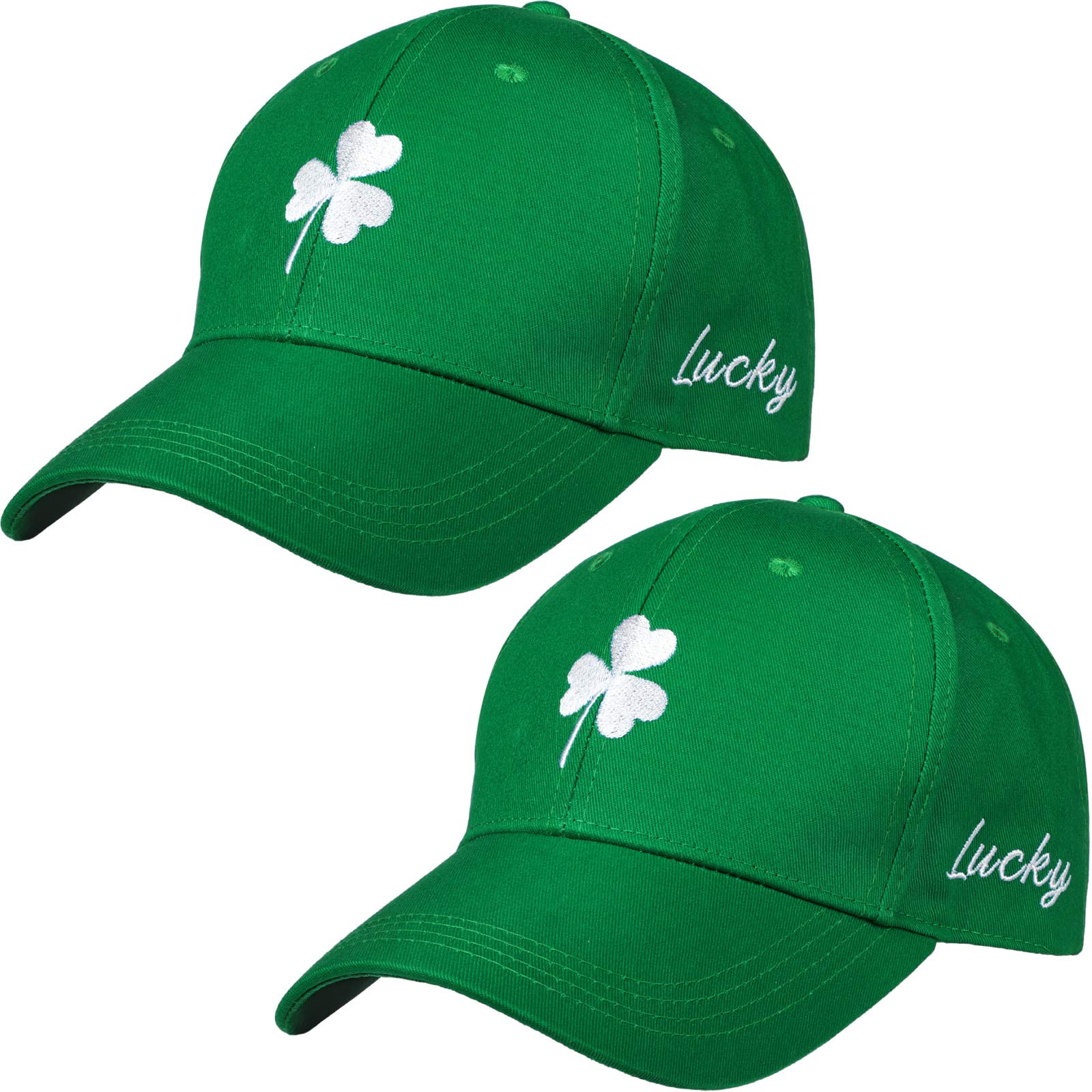2 Pieces St. Patrick's Day Hat Shamrock Baseball Cap Accessories Adjustable Clover Caps for Men and Women (Clover Style)