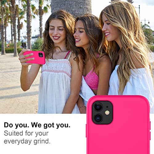 DEENAKIN iPhone 11 Case with Screen Protector,Soft Flexible Silicone Gel Rubber Bumper Cover,Slim Fit Shockproof Protective Phone Case for iPhone 11 6.1" Hot Pink