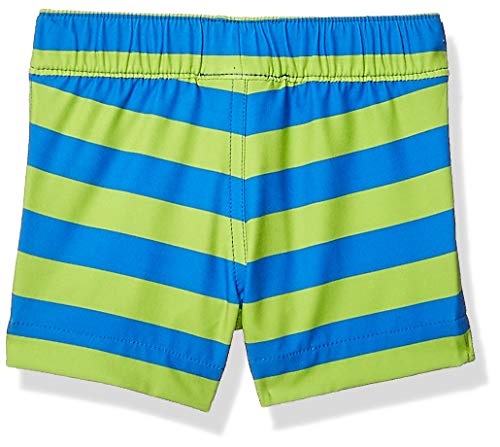 Amazon Essentials Baby Boys' Long-Sleeve Rashguard and Trunk Swimsuit Sets, Blue/Green Stripe, 0-3 Months