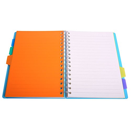 5 Subject Notebook, A5 Notebooks and Journals Spiral Bund, Wide Ruled, Lab Professional Notepad, Colored Dividers With Tabs, 5.7”×8.27”, 240 pages, Hardcover Memo Planner for School Kids Girls Women
