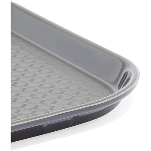 8 Pack Plastic Nonslip Serving Tray for Cafeteria, School Lunch, Fast Food, Restaurant, Black (12 x 16 in)