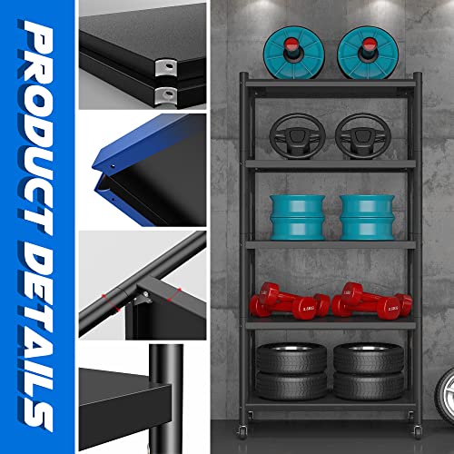 5 Tier Lightweight Storage Metal Shelves, Kitchen Storage Shelves Garage Shelving Unit, Large Capacity Storage Rack, Utility Shelf for Pantry Closet Office Laundry (32" Lx16โ Wx63โ H)