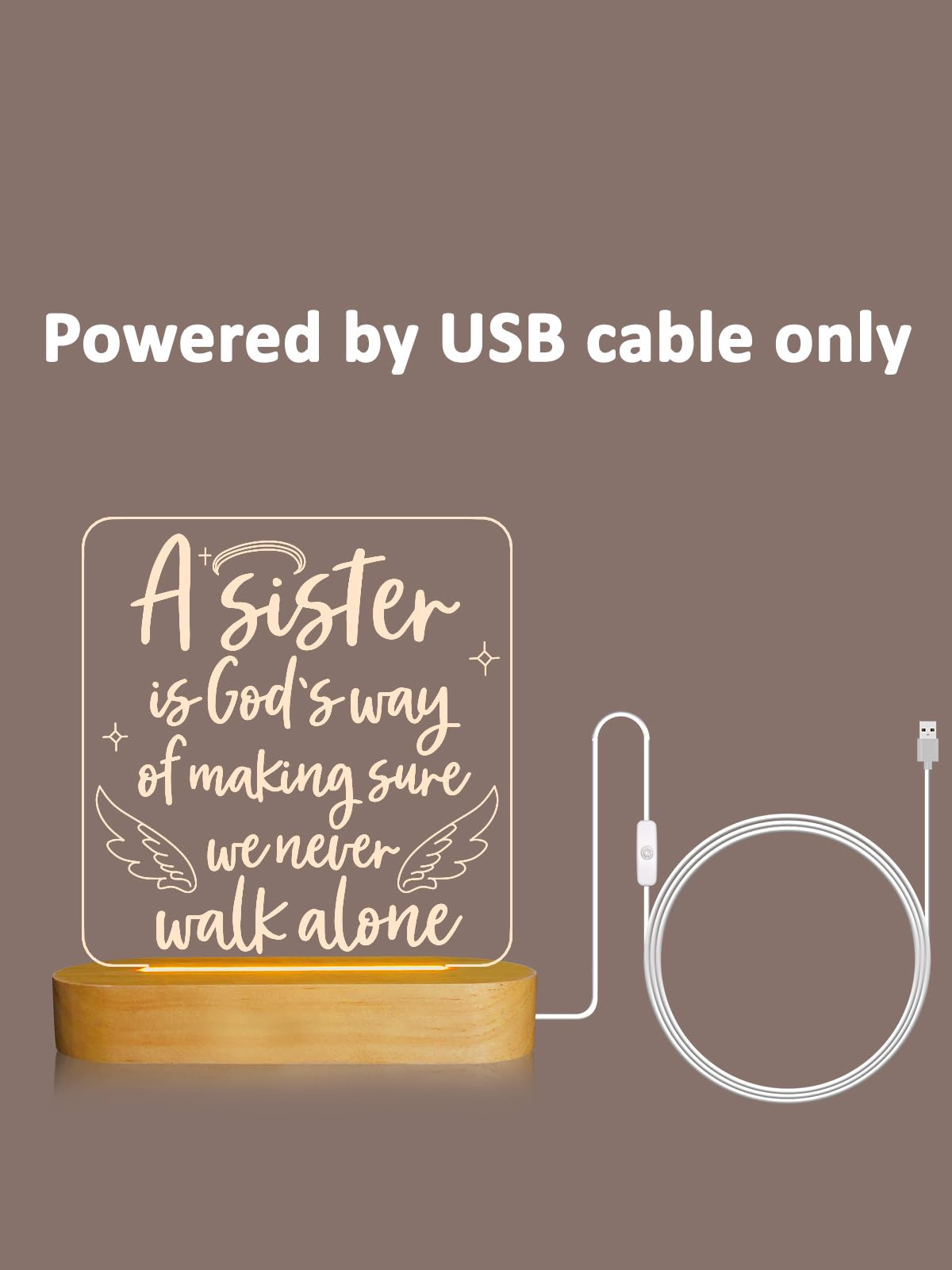 Ammonite Sister 3D Lamp Night Light Warm White Wooden Base Lamps Funny Birthday Gift, Galentine's Day Thanksgiving Gift