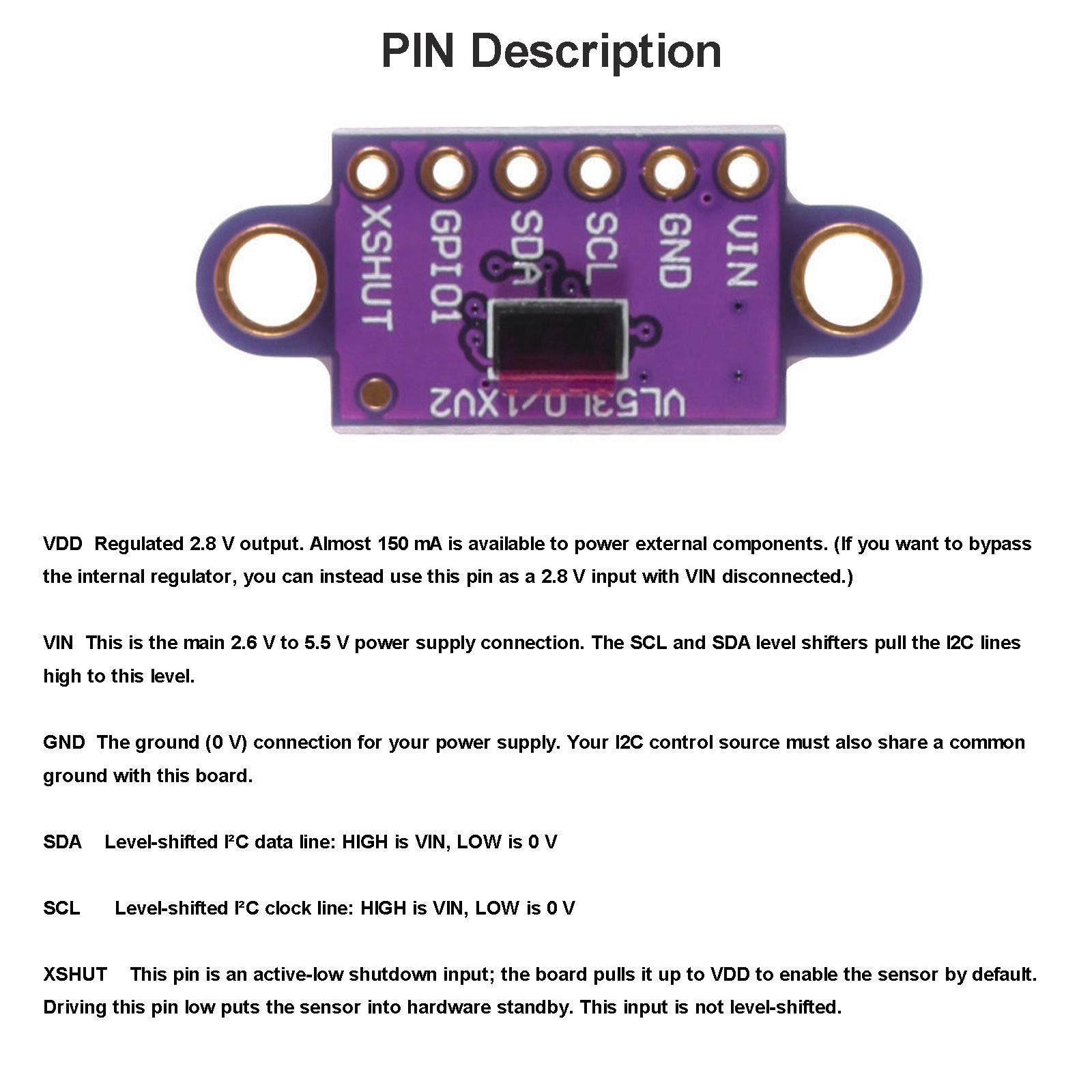 ALAMSCN VL53L0X Time-of-Flight (ToF) Laser Ranging Sensor Breakout VL53L0XV2 Laser Flight Distance Measurement Module I2C IIC for Arduino(Pack of 4)