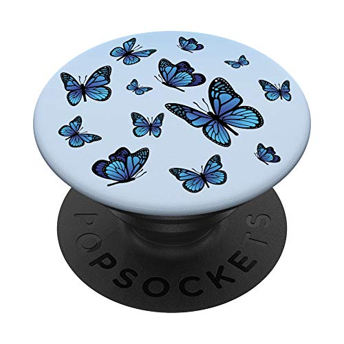 Blue butterflies design cute print for girls women boys PopSockets Swappable PopGrip