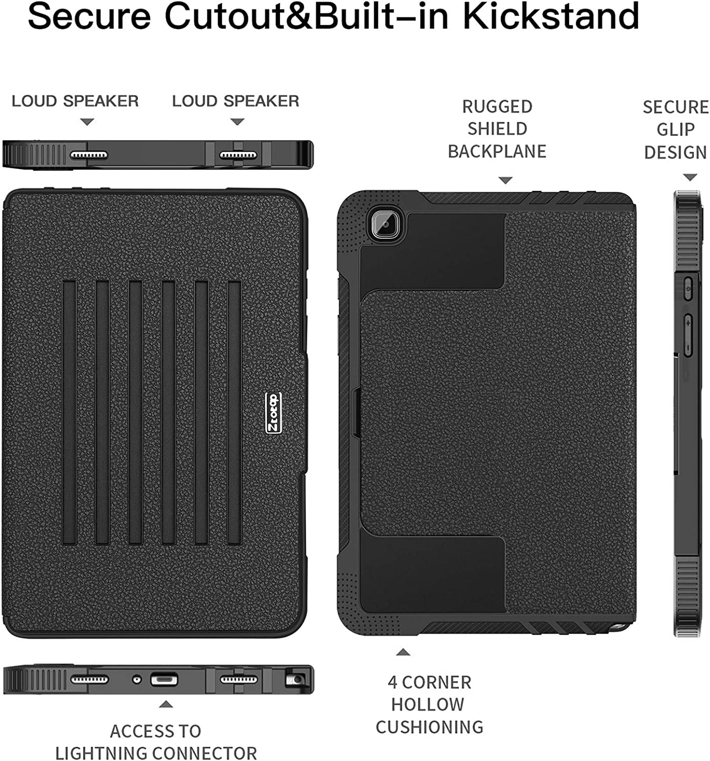 ZtotopCase for Samsung Galaxy Tab A7 10.4 Inch Tablet 2020 (SM-T500/505/507),[6 Magnetic Stand Angles] Heavy Duty Highly Protective & Shock Absorption Cover with Auto Wake/Sleep, Black