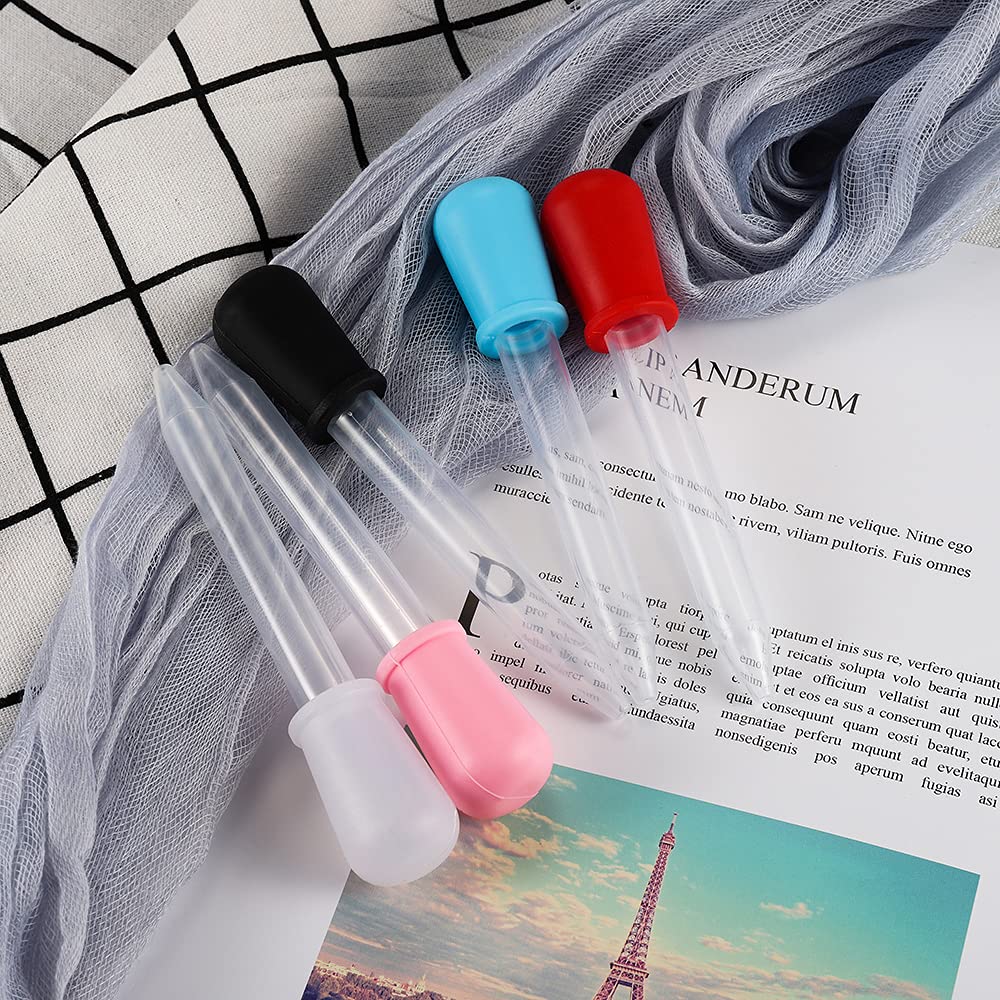 AGCFABS 2-5pcs 5ml Clear Silicone Dropper Graduated Pipette Liquid Food Dropper for Candy Molds Gummy Mold and Crafts Making Tools (2Pcs Blue)