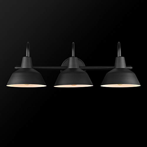 Globe Electric 51710 5-Piece Bathroom Accessory Set, with Vanity, Matte Black, 3-Light Vanity Light, Towel Bar, Towel Ring, Robe Hook, Toilet Paper Holder, Bathroom Lights Over Mirror, Home Décor