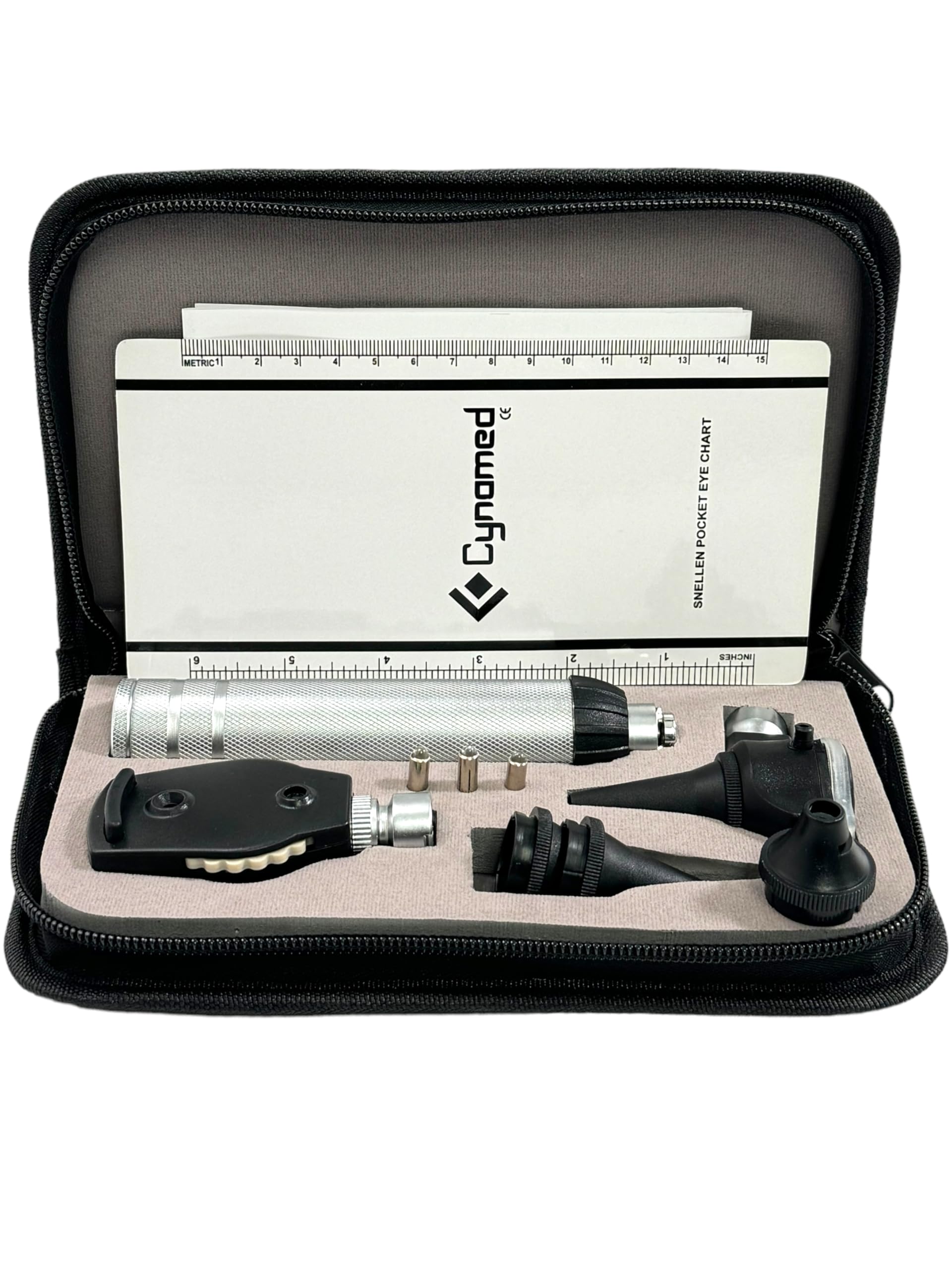 Cynamed Otoscope Set-3.2V Bright White LED Otoscope Set with Accessories - The Perfect Tool for Nurses (Zipper Leather Case)