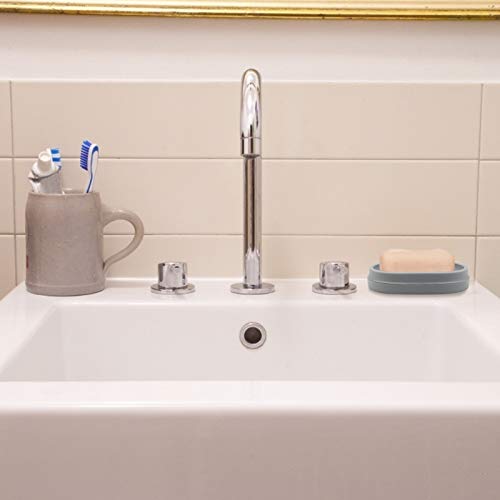 KUFUNG Soap Tray, Plastic Soap Dish, Soap Case Holder for Bathroom Shower Waterfall Drainer Kitchen, Keep Soap Dry & Easy to Clean (Grey, Plastic-Oval Shape)