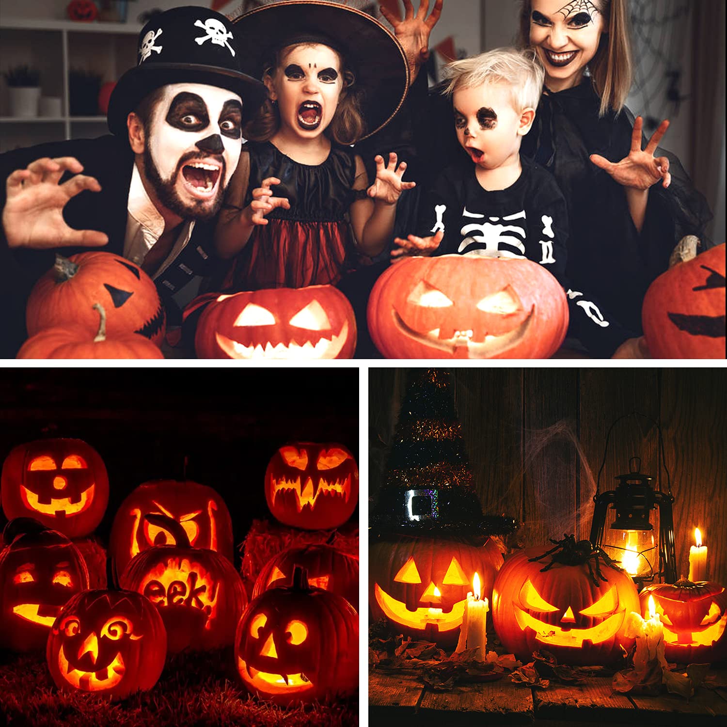 Sakmilu Halloween Pumpkin Carving Kit - 6 Pcs Pumpkin Carving Tools Stainless Steel with Stencils Storeage Bag for Halloween Decoration Jack-O-Lanterns