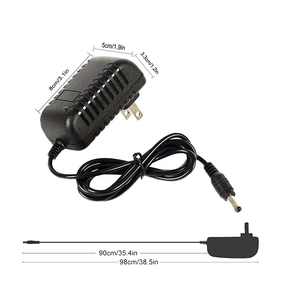 12 Volt 2A Power Adapter Supply, AC 100-240V to DC 12 V Power Supply Transformer Charger Wall Plug for DC12V Light Security CCTV Camera, Black, 8x5x3.3 cm