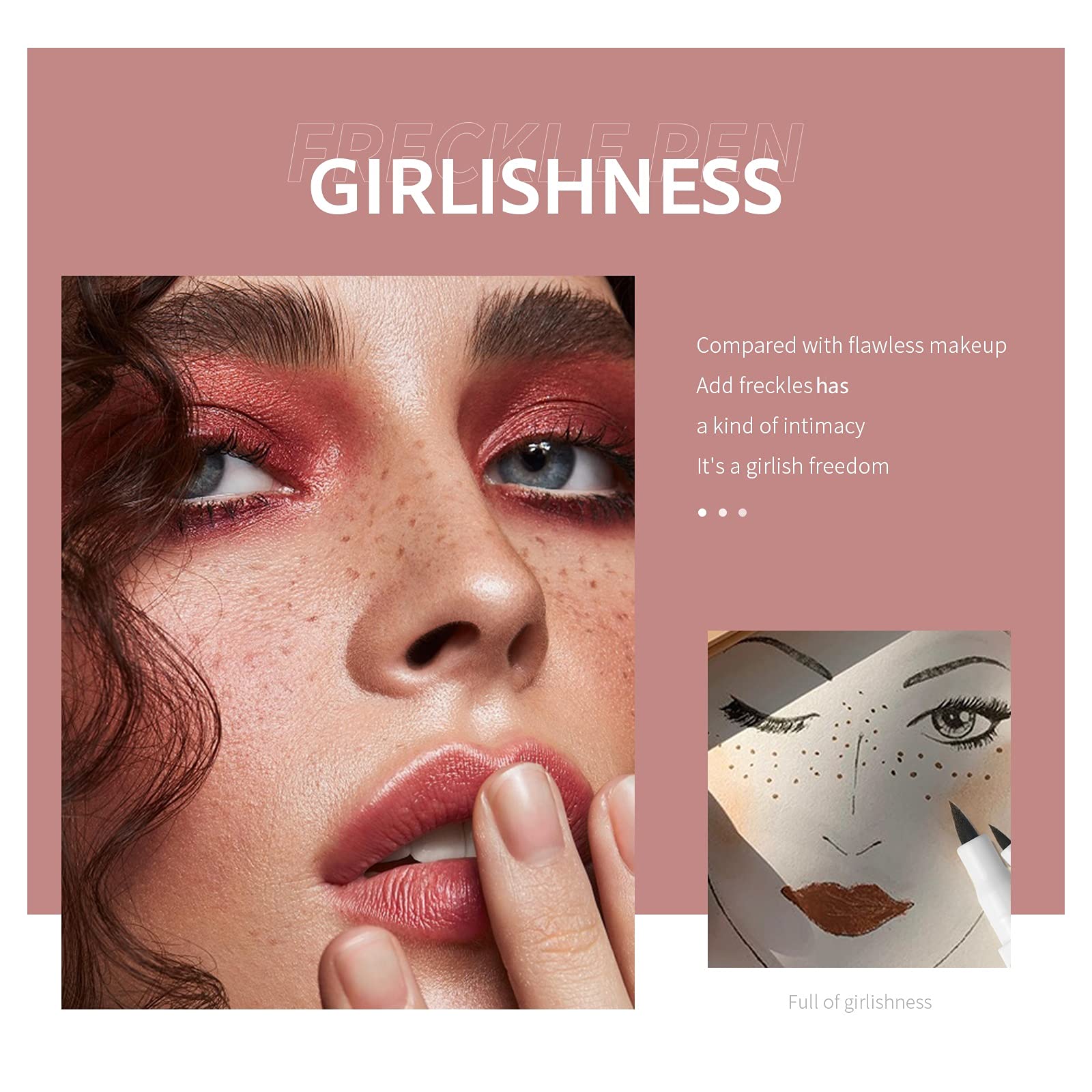 Marine Forest Freckle Pen 3 Colors Waterproof Long Lasting Quick Dry Small Spot Natural Like Face Freckle Makeup Pen, Dark Brown, Light Brown and Grey, Upgrade Design