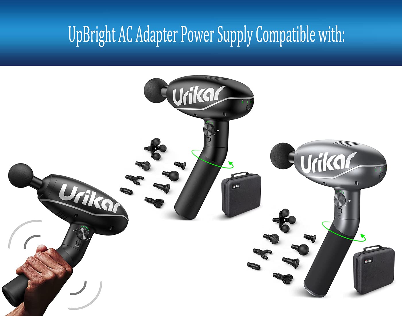 UpBright 16.8V 1A AC/DC Adapter Compatible with Urikar Pro 1 Pro 2 Pro1 Pro2 Heated Massage Gun Deep Tissue Muscle Massager 16.8VDC 37.4Wh 2600mAh Battery XSG-1901500HUS 19V 1.5A Power Supply Charger